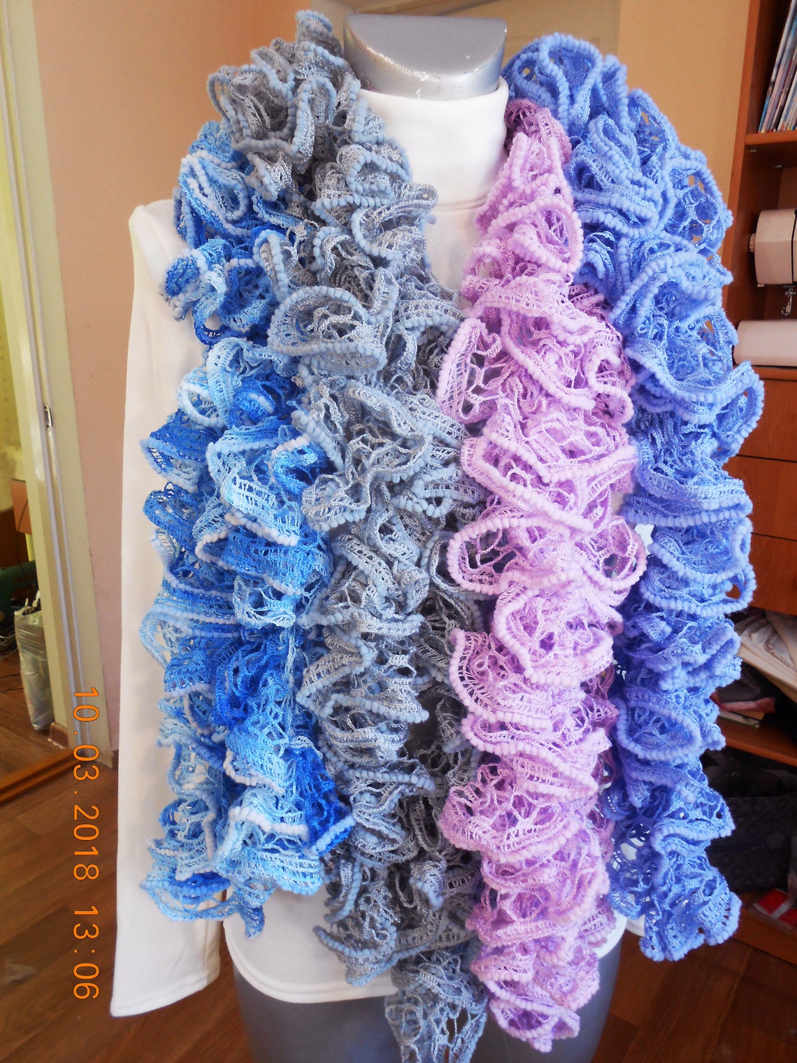 Gray Ruffle Shawl for Women Knitted Layered Scarf for Lady - Etsy