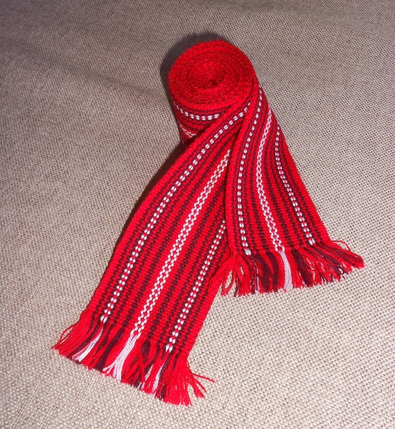 Ukrainian Woven Belt Cossack Hand Crafted Sash Red Girdle for | Etsy