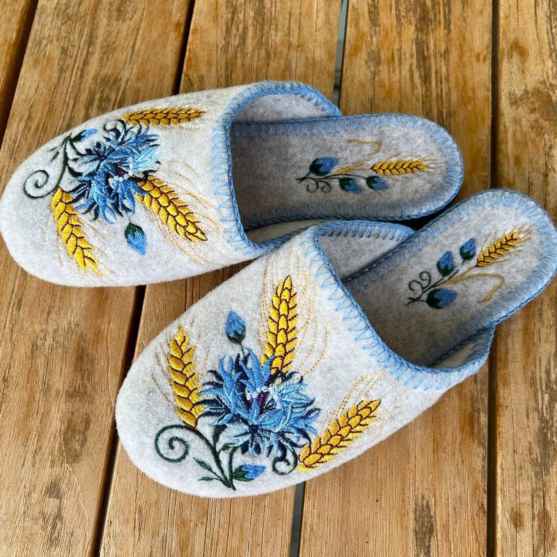 Embroidered Slippers - Etsy