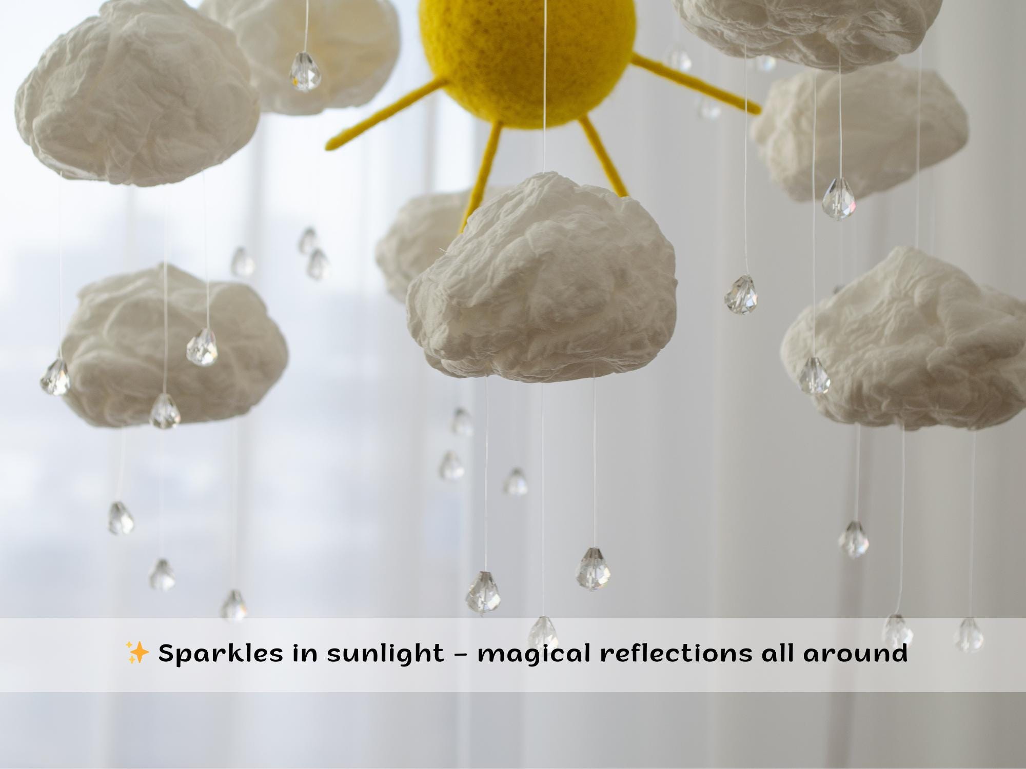 Neutral Cloud Baby Mobile • Raindrop Crib Decor • White & Yellow ...