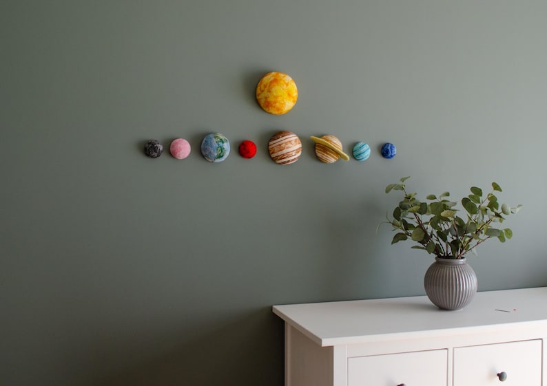 3D Felt Solar System Planets Set – Wall & Ceiling Decor for Nursery ...
