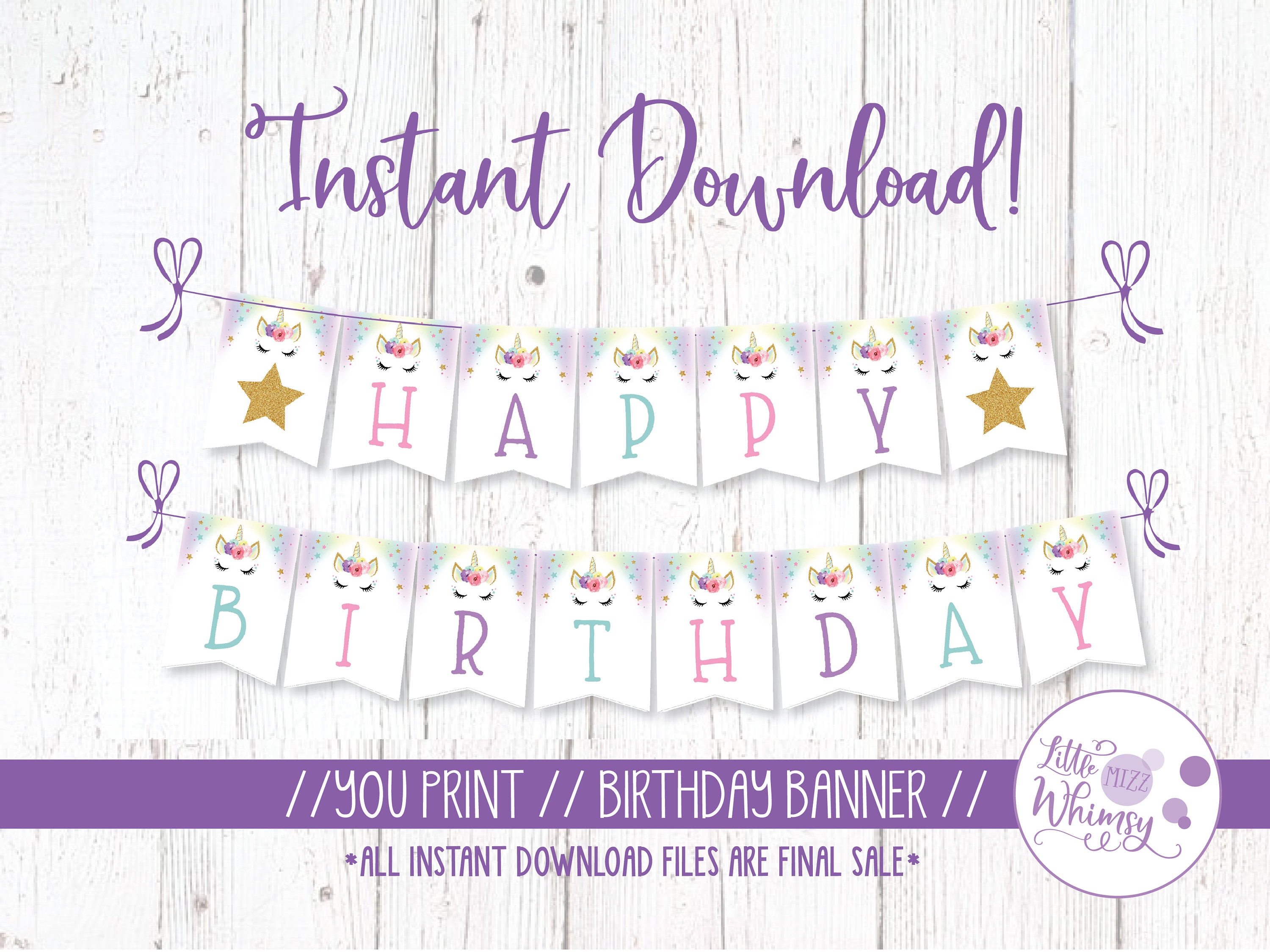 Unicorn Banner, Unicorn Happy Birthday Banner, Magical Birthday Party ...