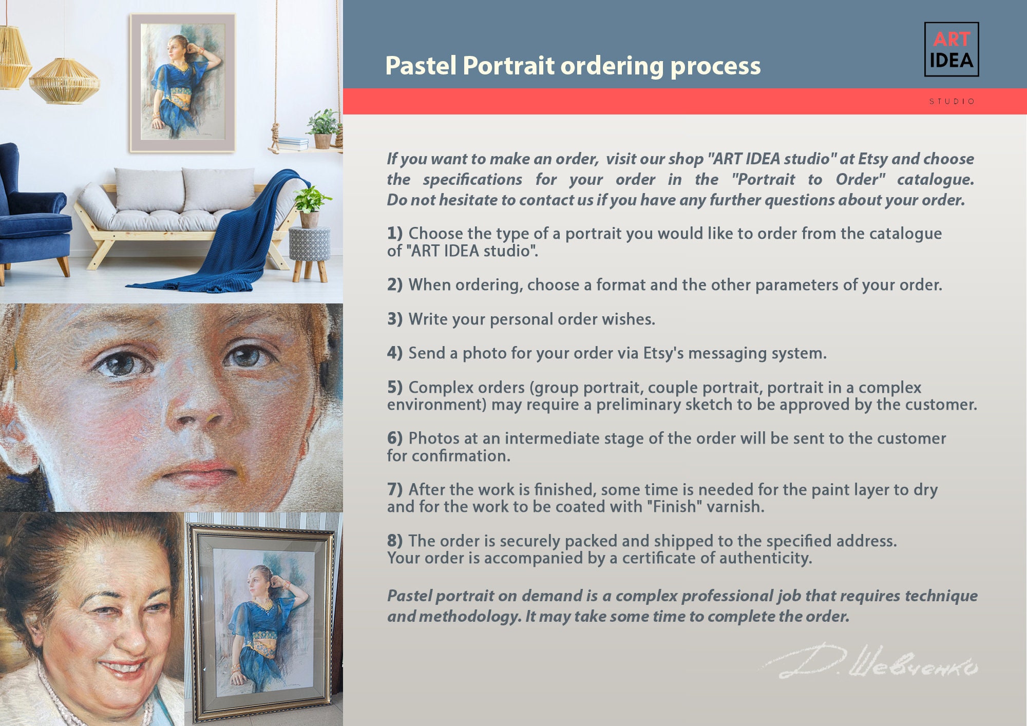 Pastel Portrait to Order From Photo, Hand Drawn Portrait, Child ...