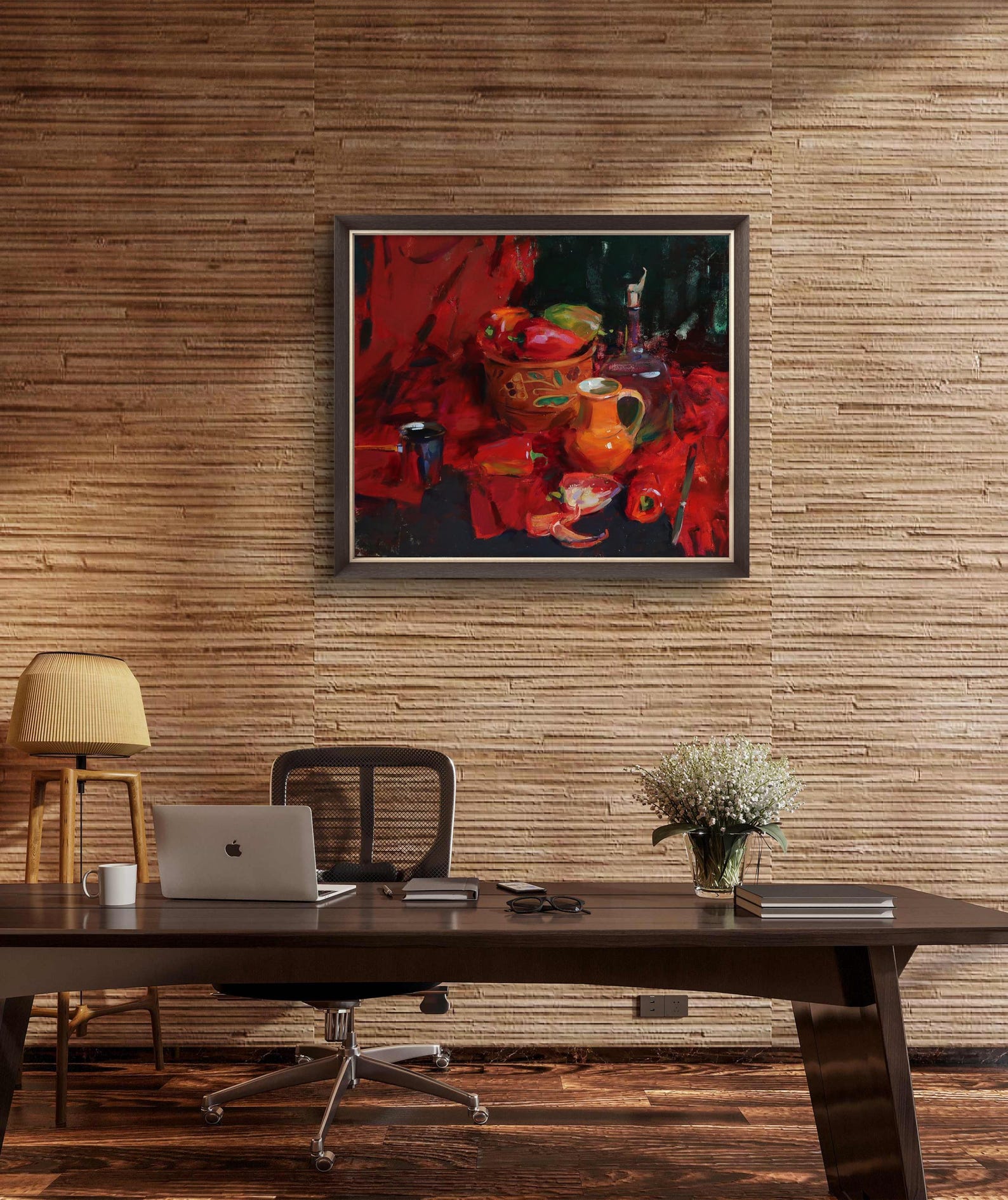 Vibrant Still Life With Peppers, Pottery, and Fiery Red Textures ...