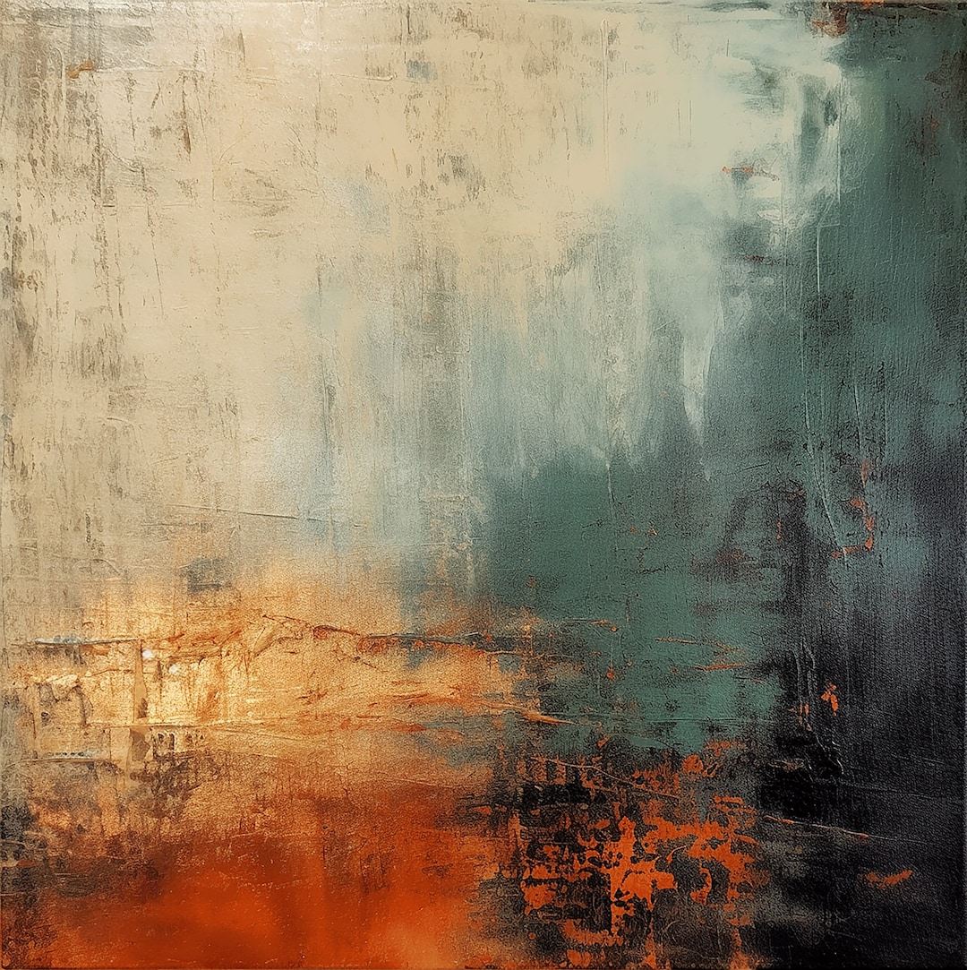 Whispers of Fire and Mist — Original Abstract Acrylic Painting, Earthy ...
