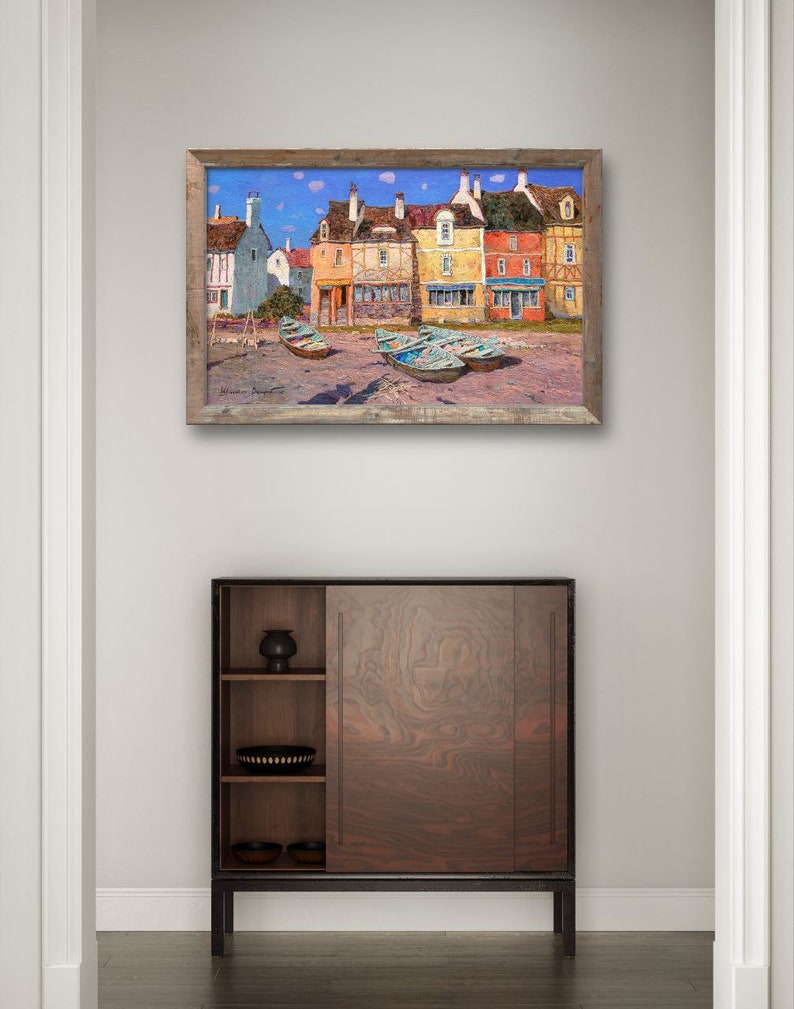 French Coastal Original Oil Painting of a Normandy Landscape: Canvas ...