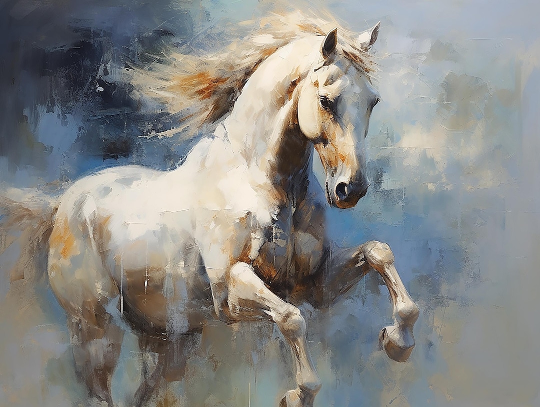 Running Horse Oil Painting, Equestrian Wall Art on Canvas - Etsy