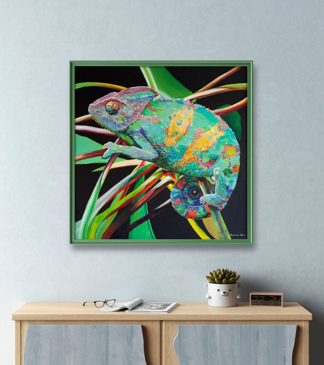 Chameleon: Original Oil Painting Animal Art Wall Decor - Etsy