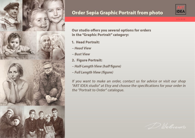 Custom Family Graphic Portrait From Photo Sepia Portrait - Etsy