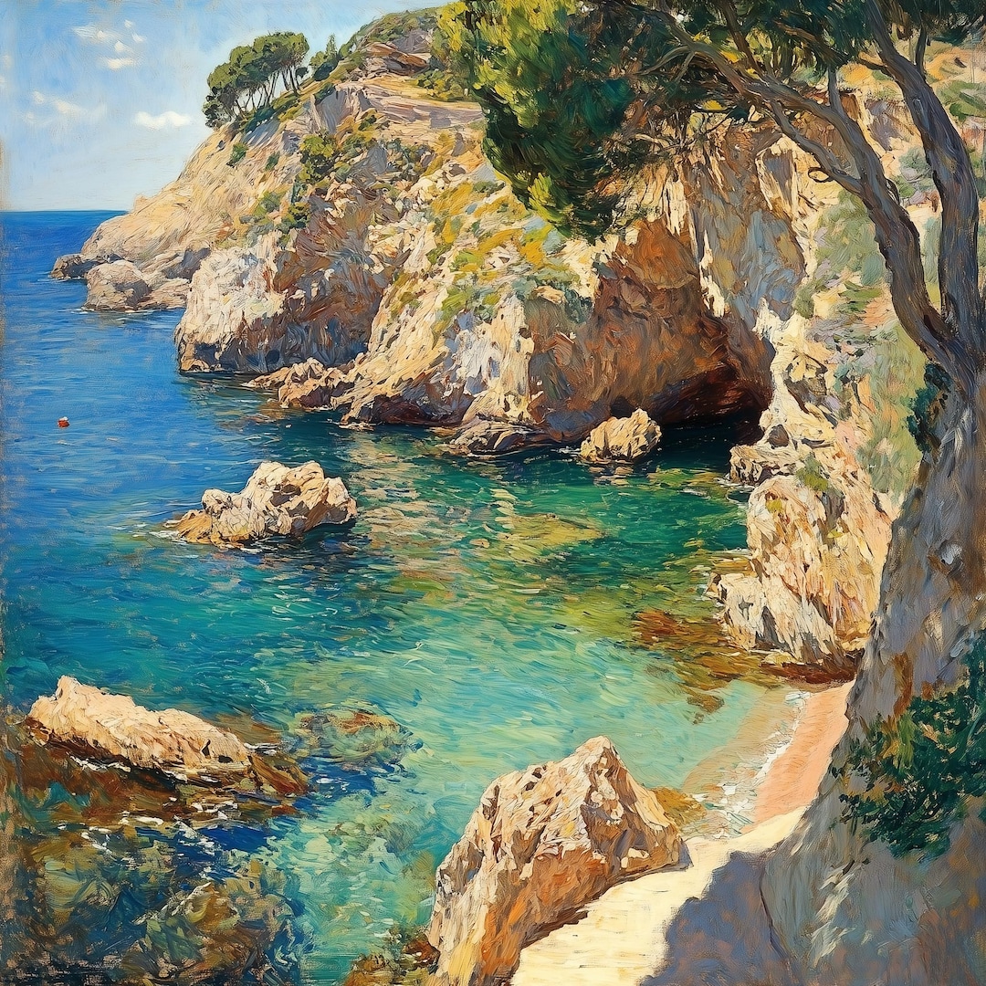Original Oil Painting on Canvas - Mediterranean Riviera Seascape - Etsy