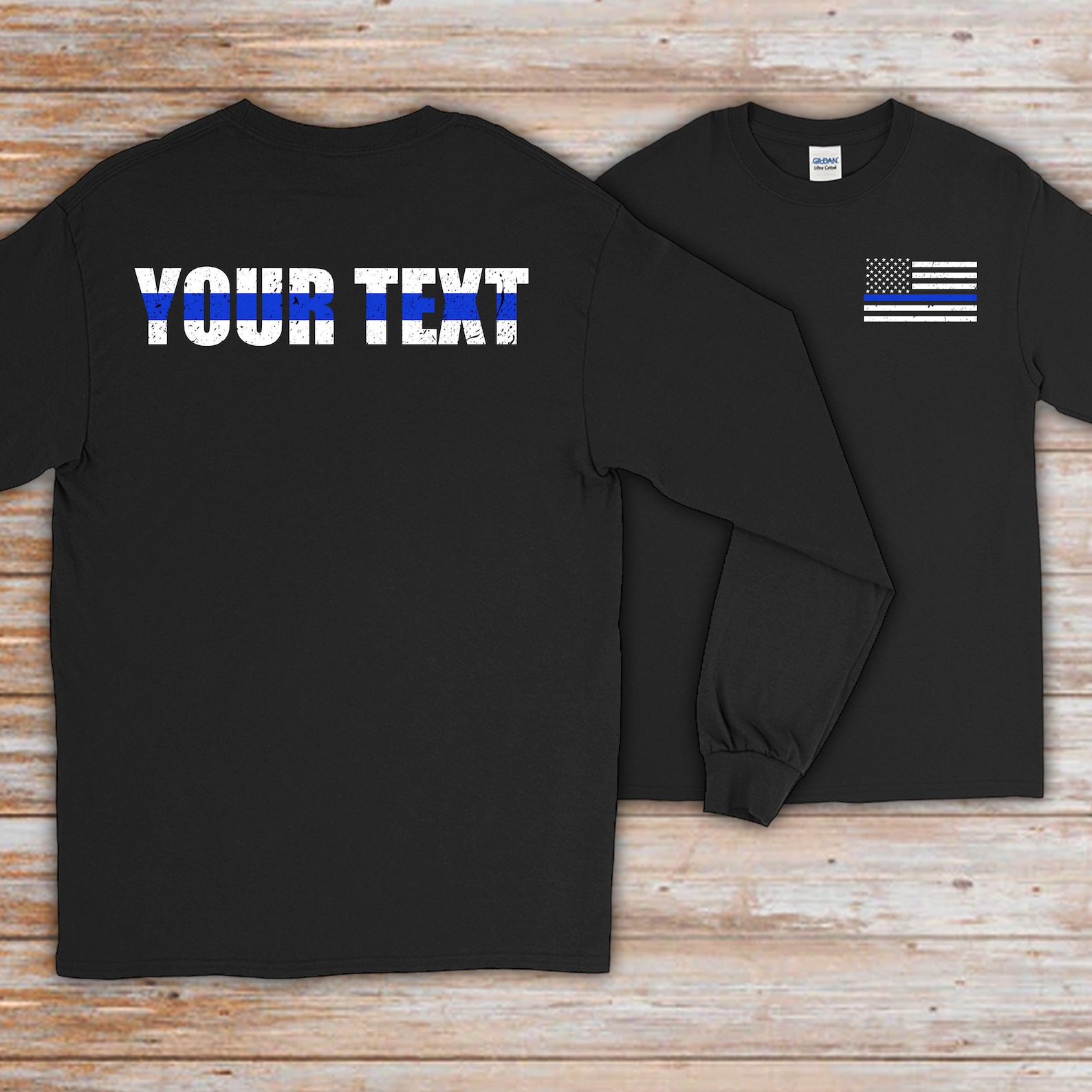 Custom Police Officer Thin Blue Line Flag Long Sleeve Shirt | Etsy