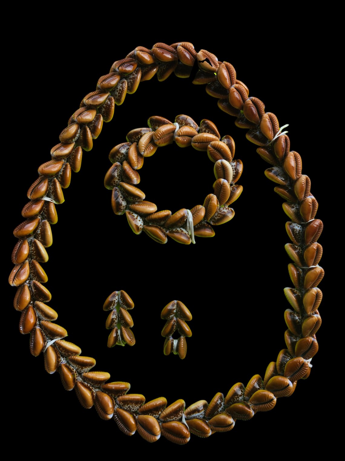 Micronesian Jewelry Set - Ebon Cypraea Shell Marshallese Handmade ...