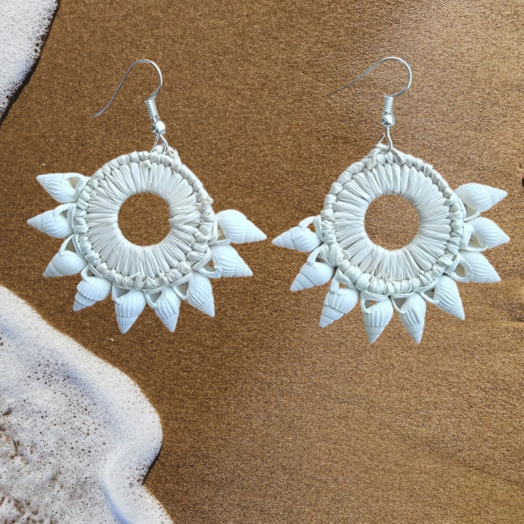 Marshallese Earrings Hand Woven Micronesian Jewelry Coconut Shell ...