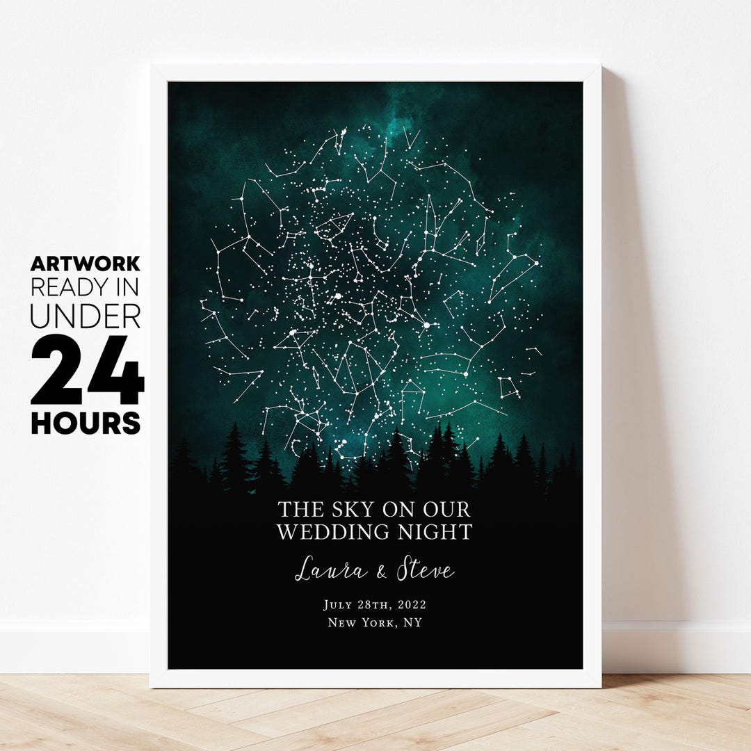 Custom Star Map, Gift for Couple, Night Sky Print, Star Map ...