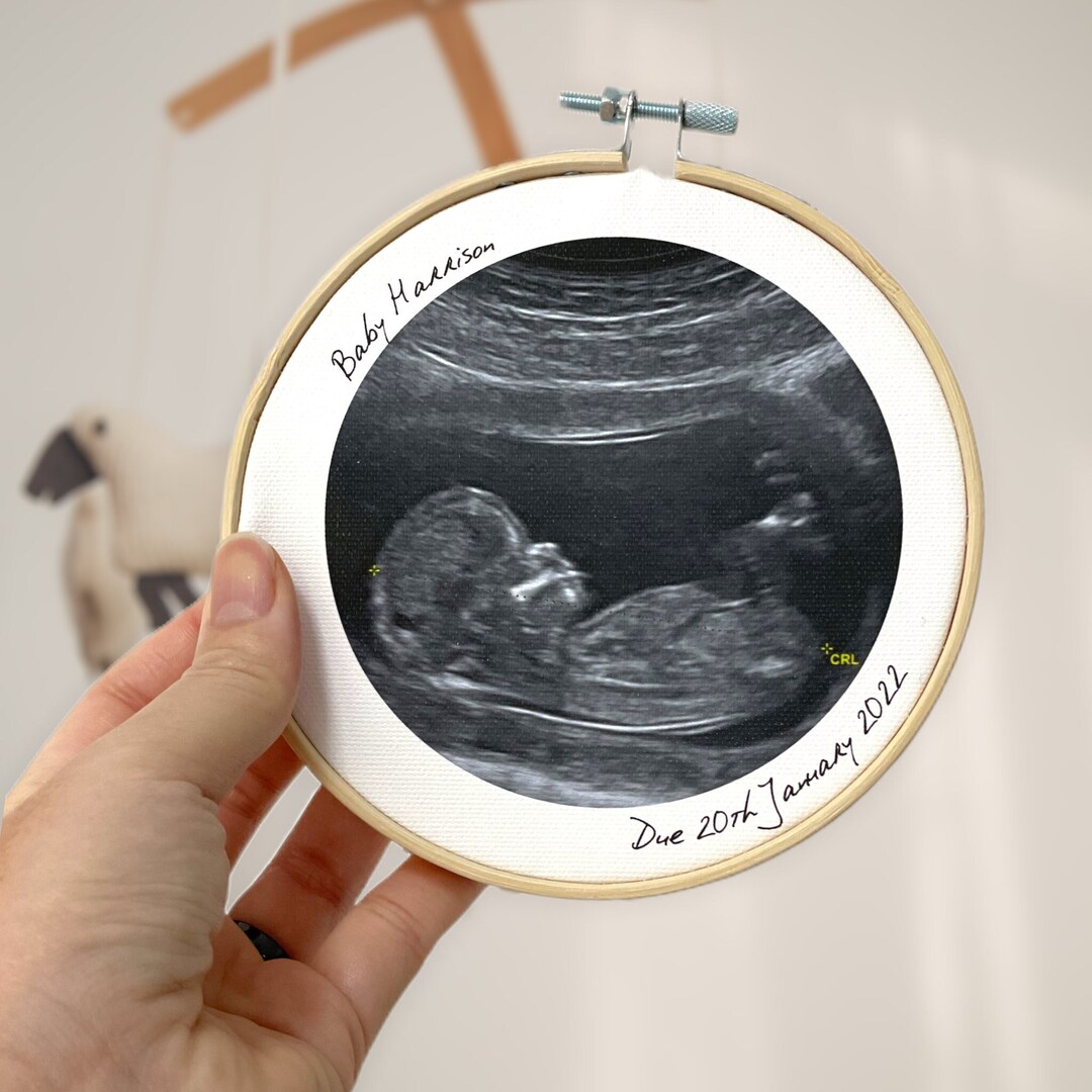 Personalised New Baby Scan Photo Embroidery Hoop, Personalized Gift for ...