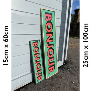 Bonjour Print Bold Colourful Retro Panoramic Wall Art New Home Decor ...