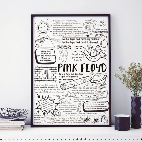 Pink Floyd Song Lyric Album Sketch Print Framed or Unframed - Etsy