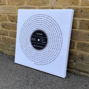 Personalised Favourite Song Lyrics Vinyl Record Print | Unframed ...