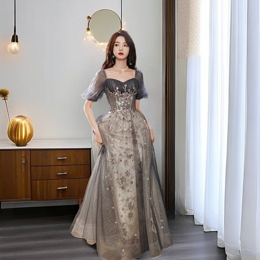 Starry Sky Prom Dress Ball Gown Premium Navy Evening Dress Fairy ...