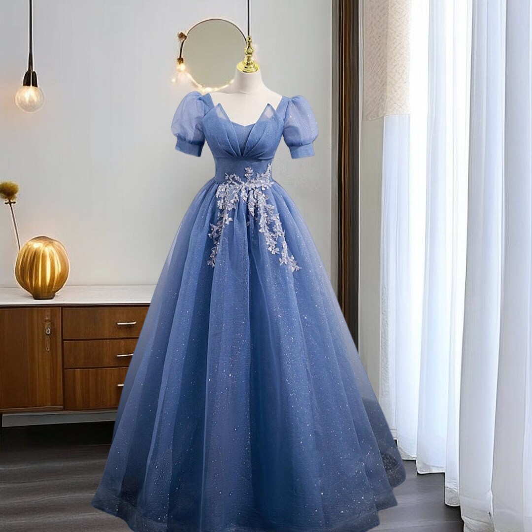 Light Blue French Prom Dress Light Luxury Beading Evening - Etsy