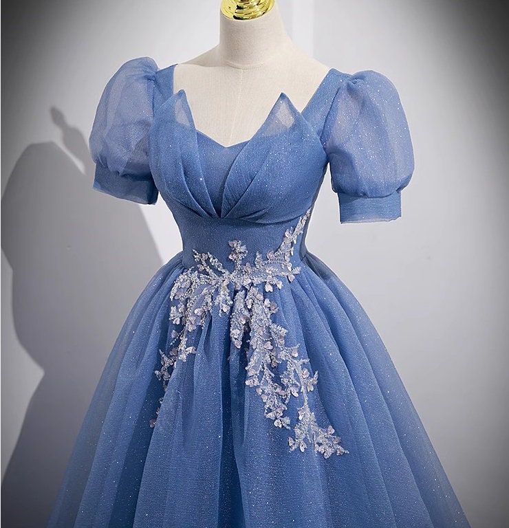 Light Blue French Prom Dress Light Luxury Beading Evening - Etsy