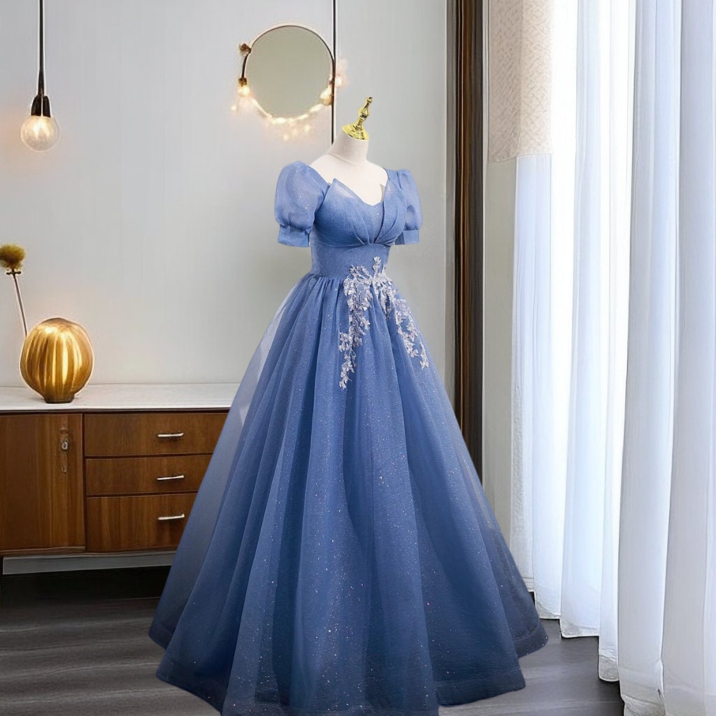 Light Blue French Prom Dress Light Luxury Beading Evening - Etsy