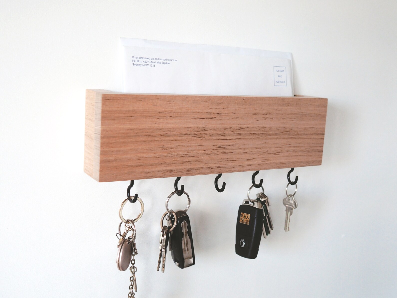 Mail and Key Holder in Oak Wood 30cm Personalised - Etsy