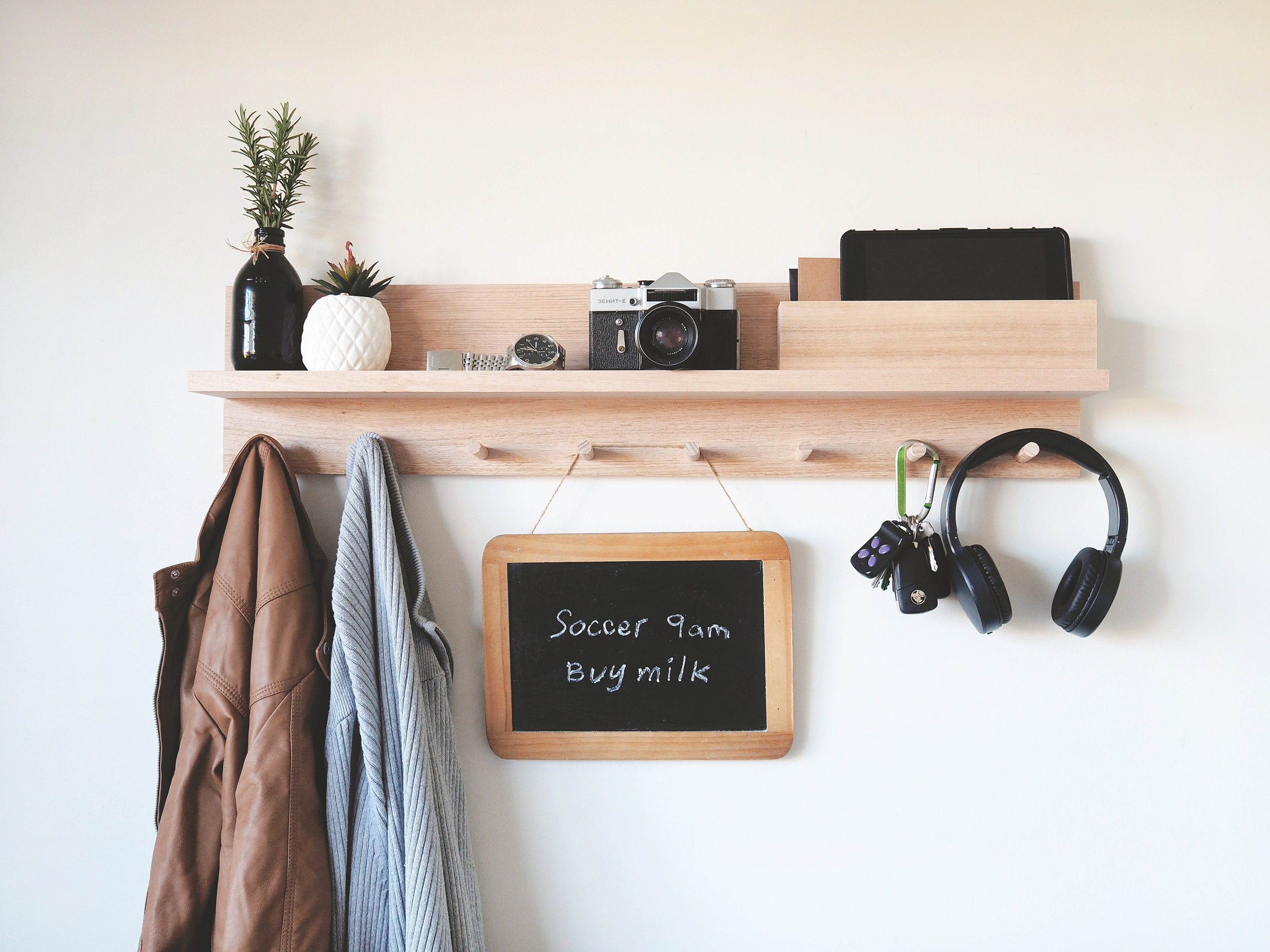 Wall Mount Coat Rack Coat Rack With Shelf Wooden Shelf - Etsy
