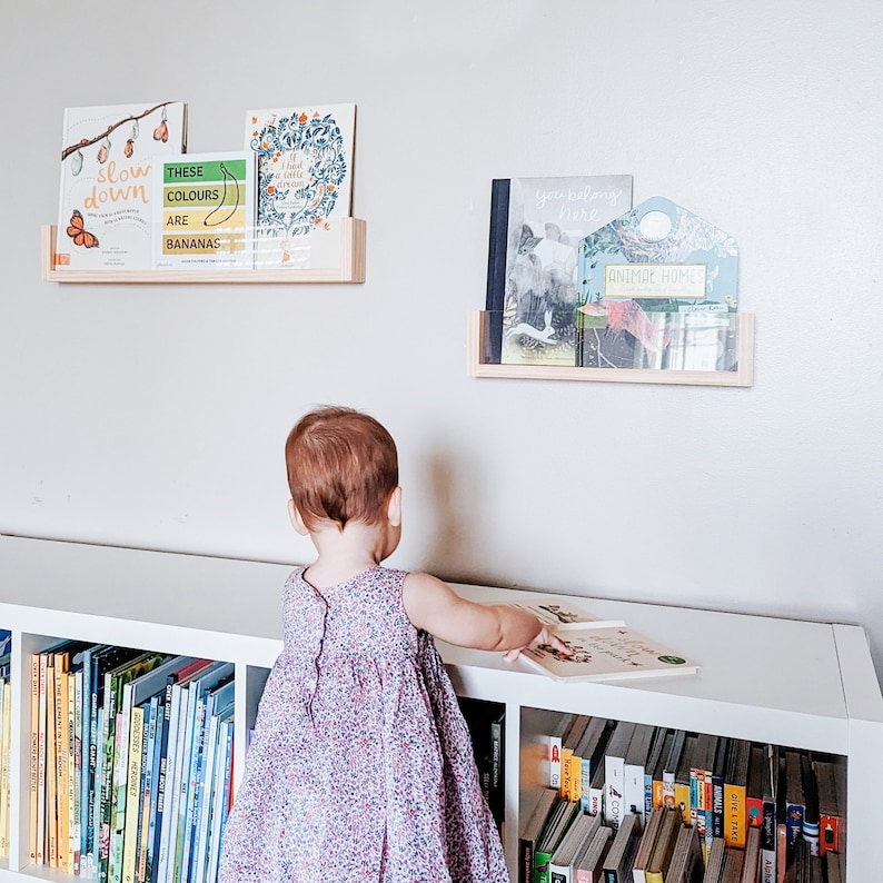 Acrylic Front Montessori Bookshelf – Pine Wood Nursery Shelf - Etsy
