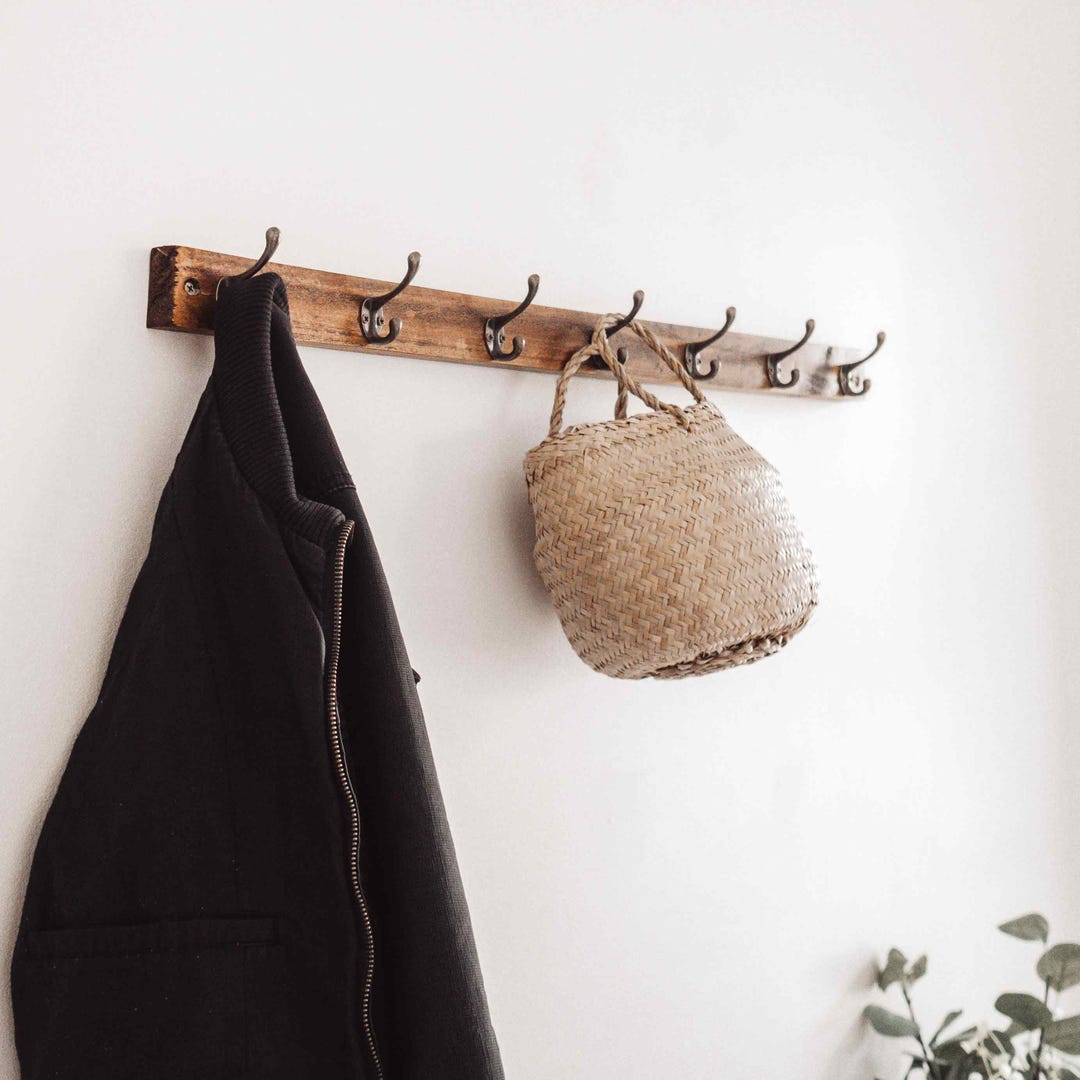 Rustic Wall Coat Rack - Wall Mounted Coat Rack, Vintage Coat Rack, Wall ...