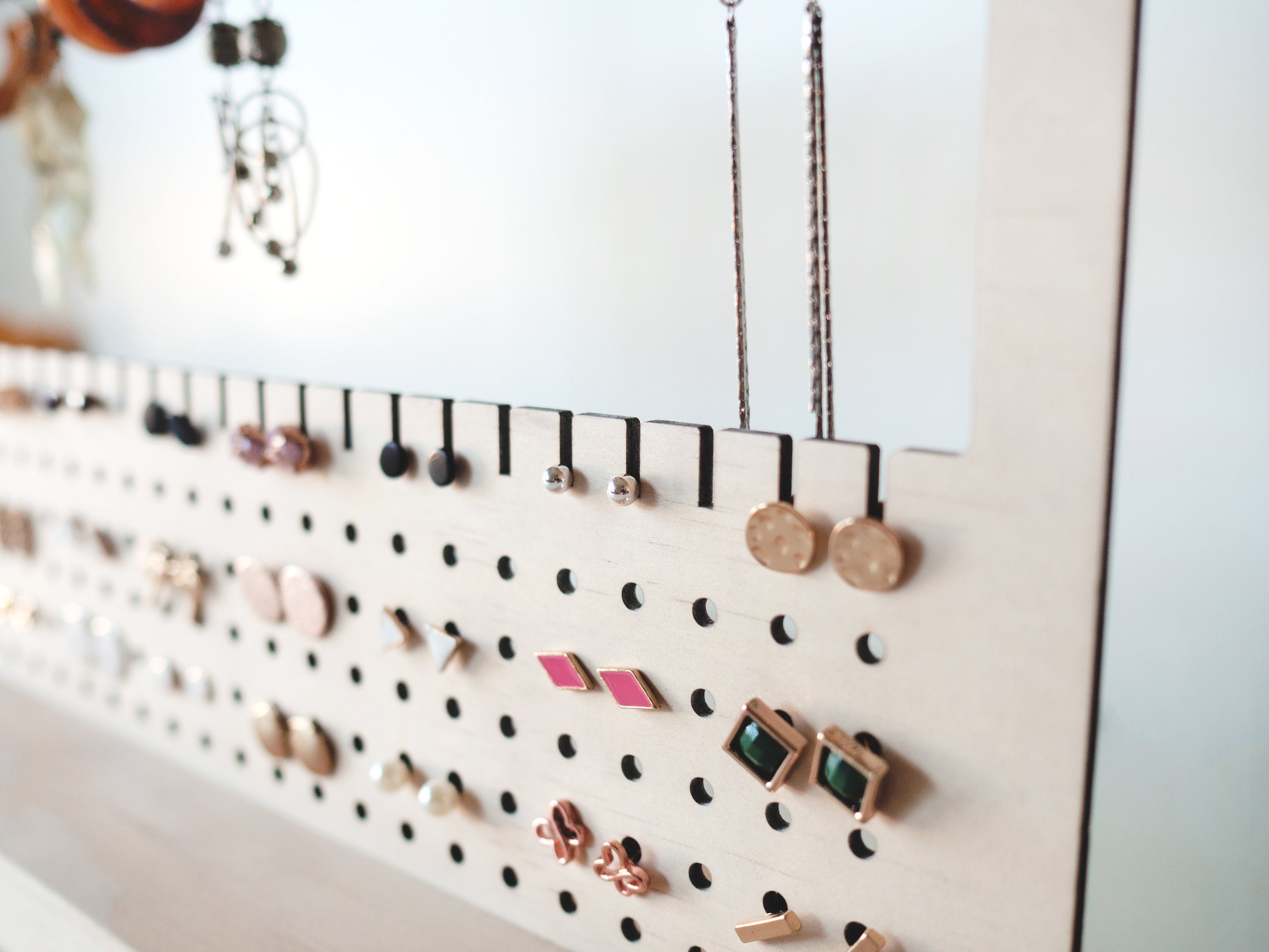 Earring Display Stand (all-in-one) - Wooden Earring Holder, Jewellery ...