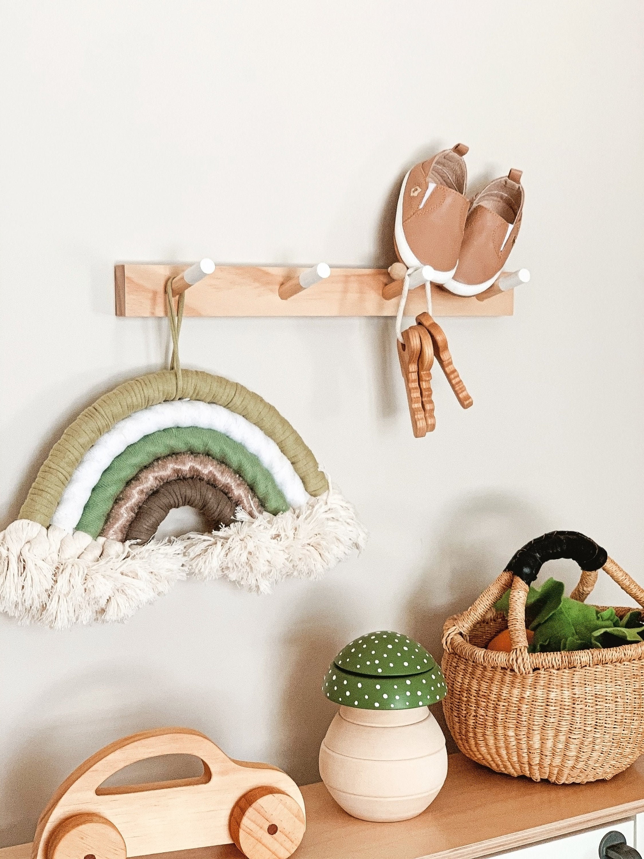 Kids Peg Rail pine Wood Wooden Kids Coat Rack Coat - Etsy