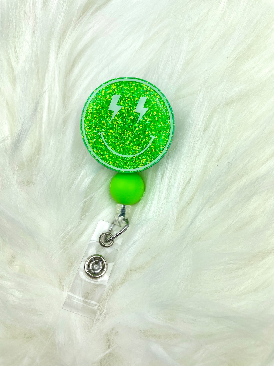 Smiley Face Glitter Badge Reel | Badge Reel for Nurses | Retractable ...