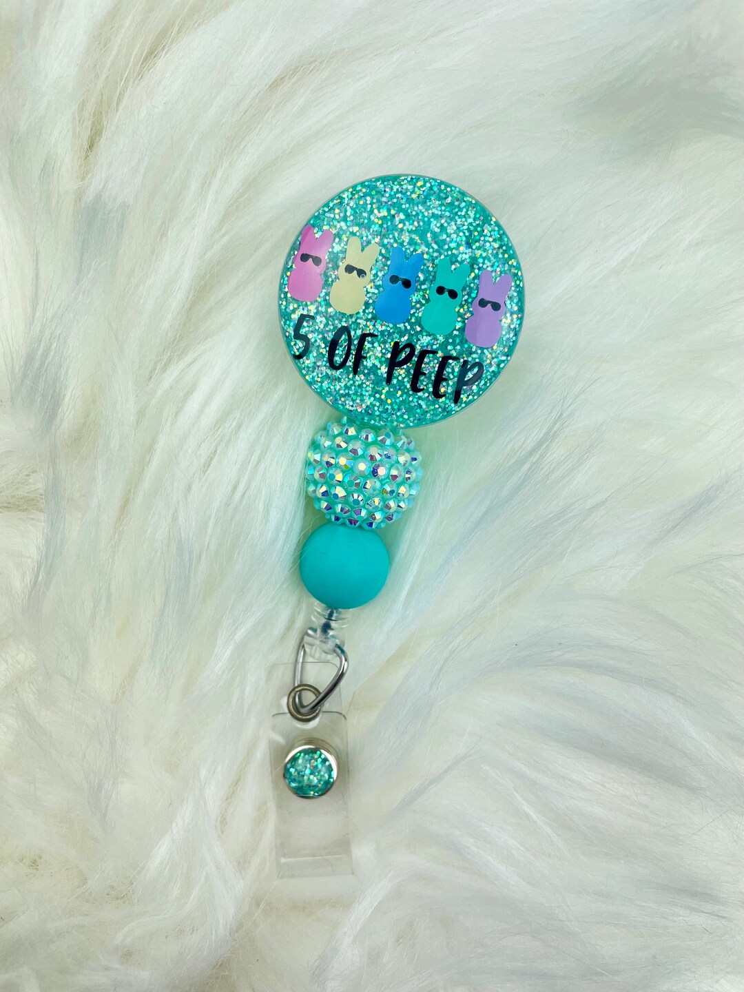Easter Peep Bunny Badge Reel Badge Reel for Nurses Retractable Badge ...