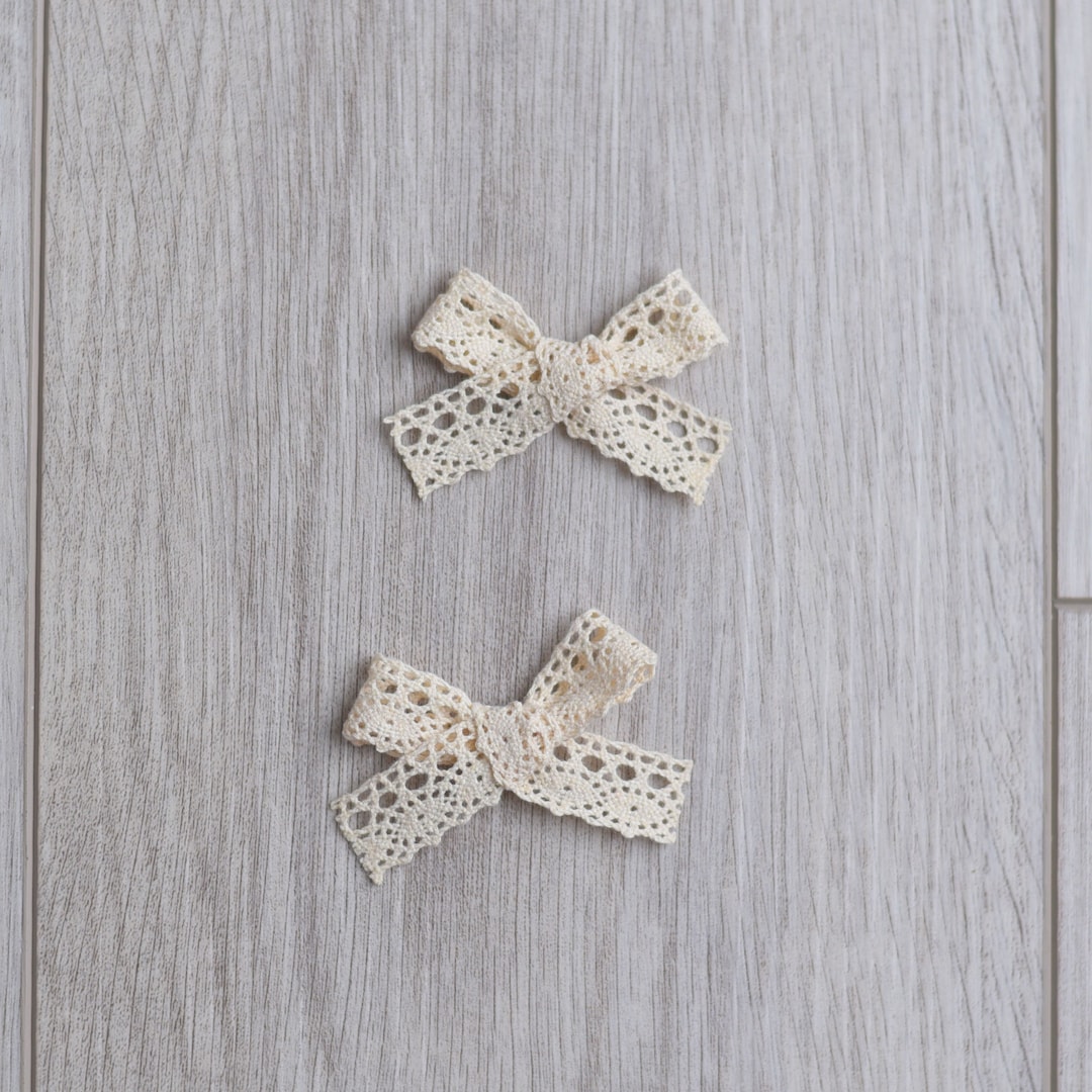Cream Lace Ribbon Bows | Girl Bow | Headband | Toddler Bow | Pigtail ...
