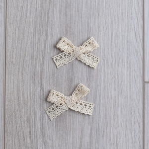 Cream Lace Ribbon Bows | Girl Bow | Headband | Toddler Bow | Pigtail ...