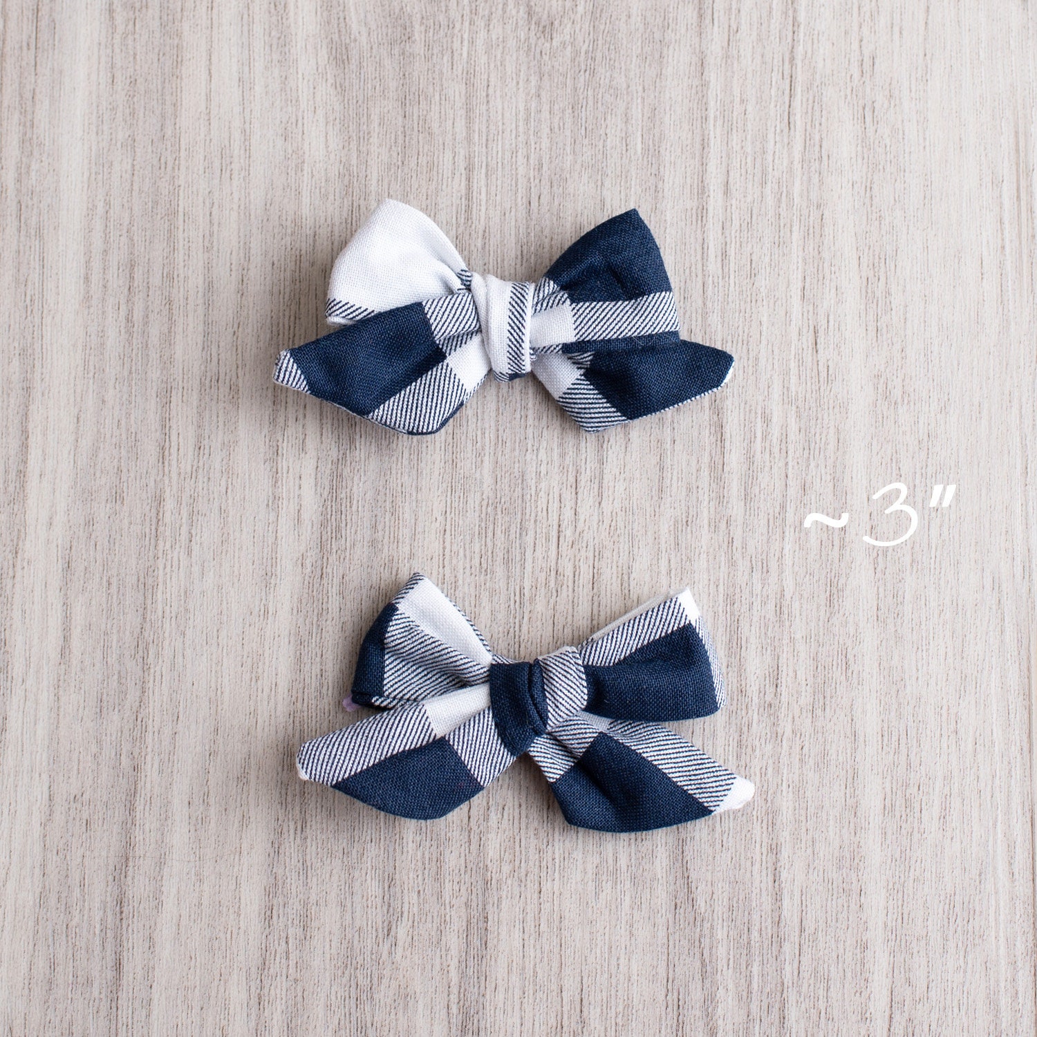 Navy Checkered Fabric Bows Girl Bow Headband Pigtail - Etsy