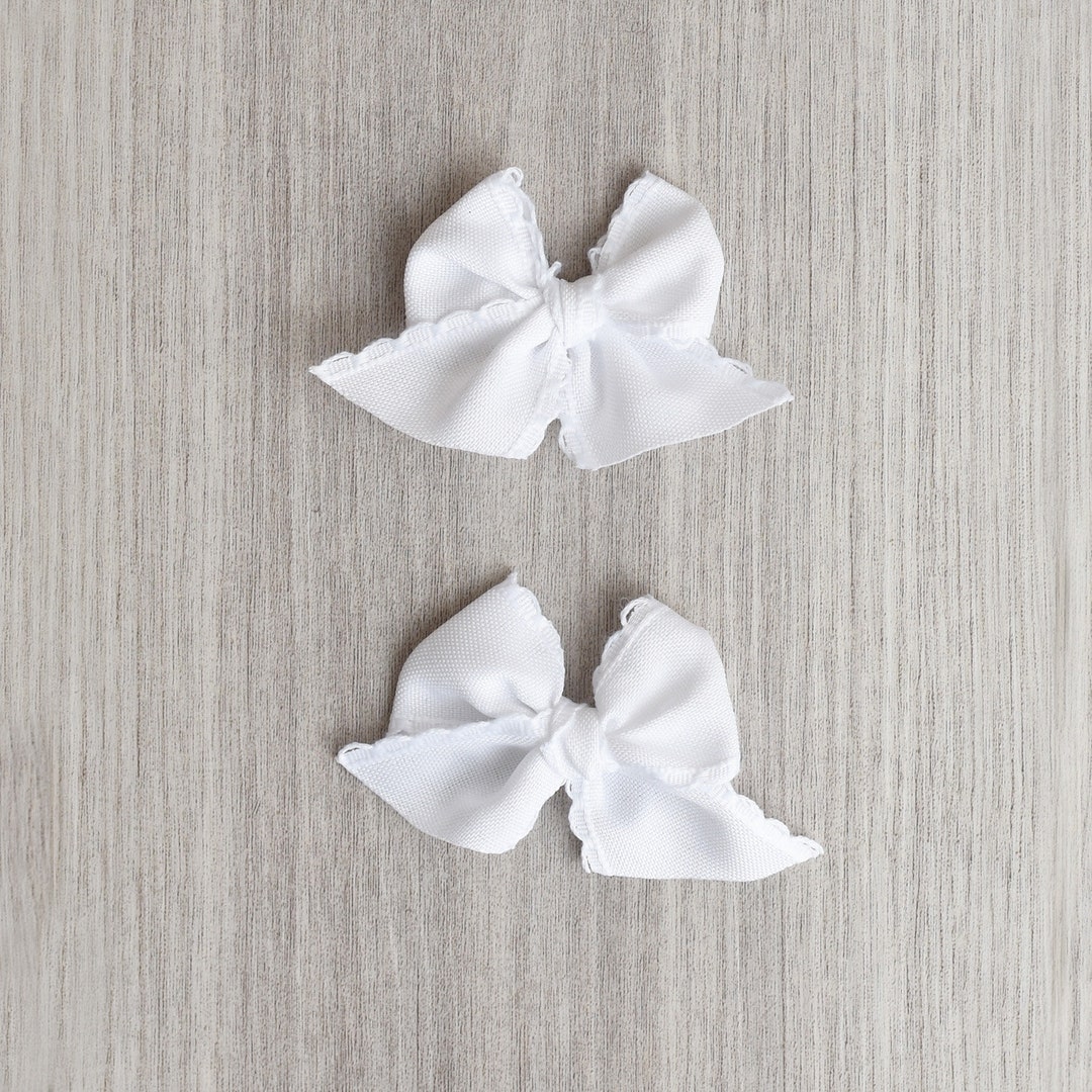 White Ribbon Bows | Girl Bow | Headband | Toddler Bow | Pigtail Bow ...