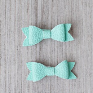 Teal Faux Leather Pigtail Bow Set | Girl Bows | Teal Pigtail Bows ...