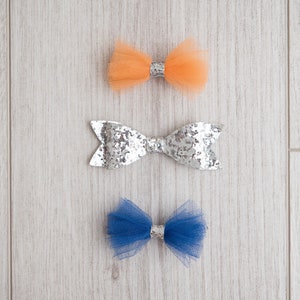 Denver Broncos Bows | Girl Bows | Sports Bows | Silver Glitter ...
