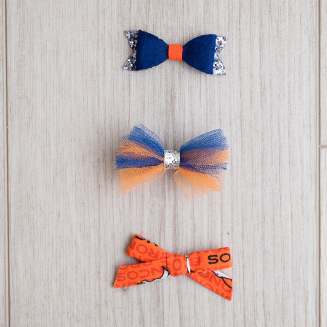 Denver Broncos Bows | Girl Bows | Sports Bows | Glitter Bow | Headband ...