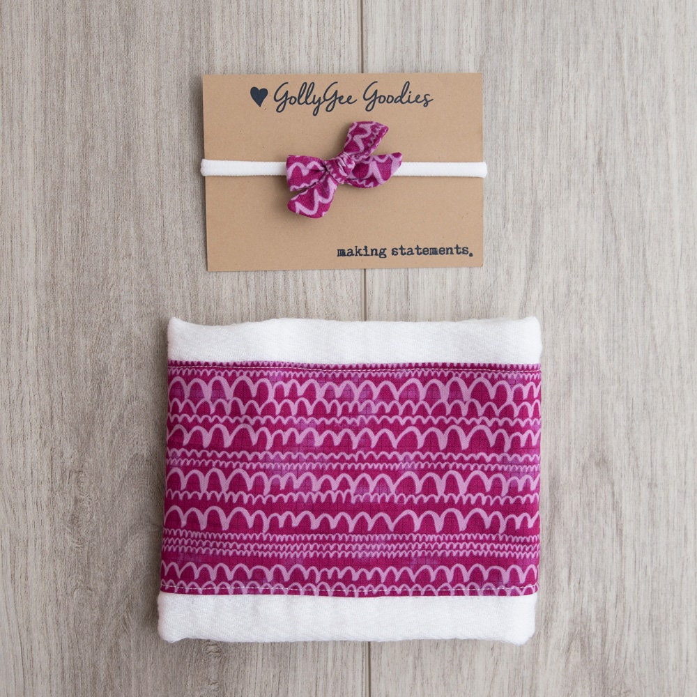 Bow & Burp Cloth Set burp cloth headband baby shower | Etsy