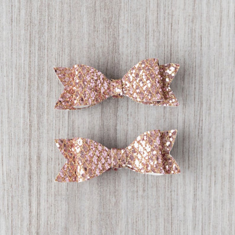 Rose Gold Glitter Pigtail Bows Girl Bows Rose Gold Bows - Etsy