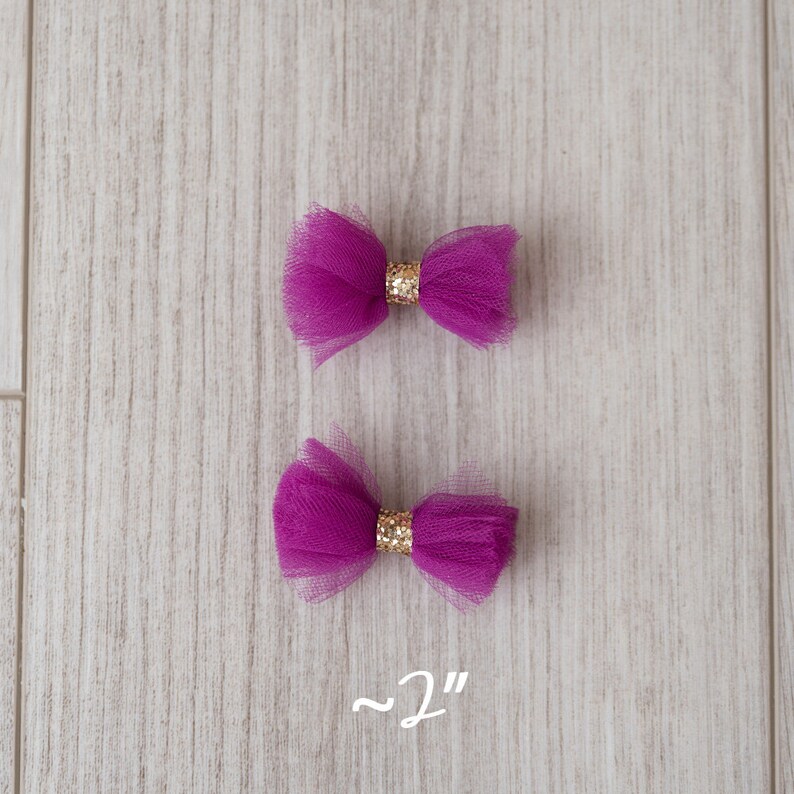 Purple Tulle Pigtail Bow Set | Girl Bows | Purple Pigtail Bows ...