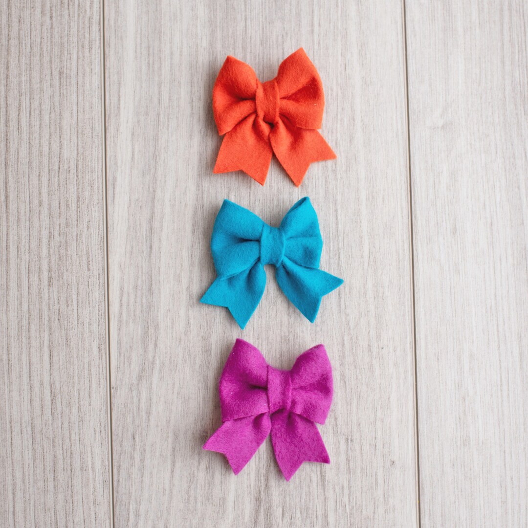 Orange, Teal & Magenta Felt Sailor Bows | Sailor Bows | Felt Bows | Non ...