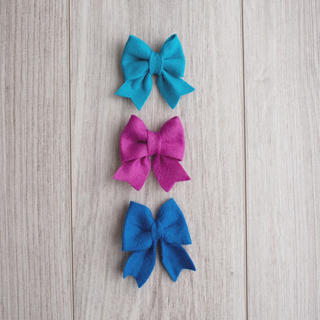 Teal, Magenta & Blue Felt Sailor Bows | Sailor Bows | Felt Bows | Non ...