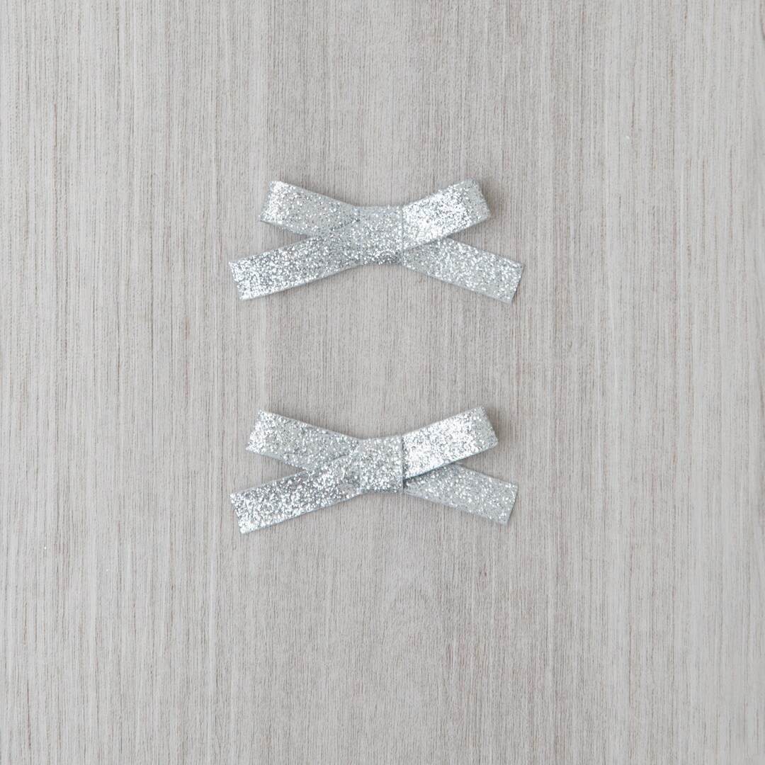 Silver Sparkle Pigtail Bows | Girl Bows | Silver Pigtail Bows ...