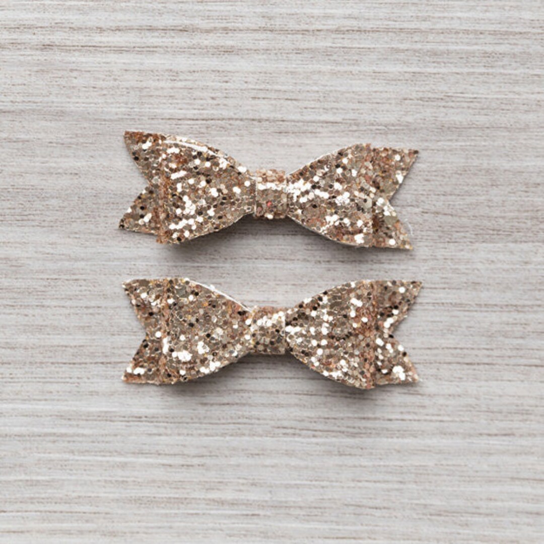 Gold Glitter Pigtail Bows | Girl Bows | Gold Pigtail Bows | Headband or ...