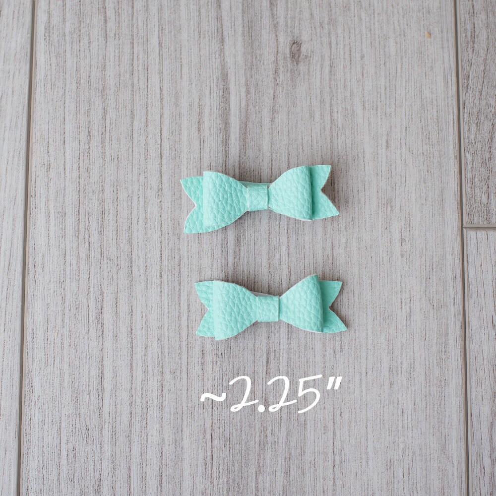 Teal Faux Leather Pigtail Bow Set | Girl Bows | Teal Pigtail Bows ...