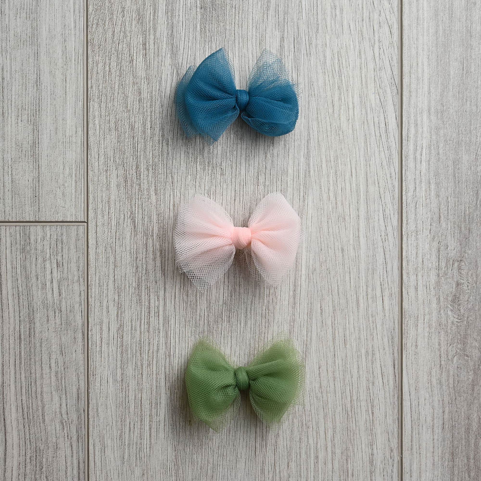Teal Pink and Olive Green Tulle Bow Set Girl Bows - Etsy
